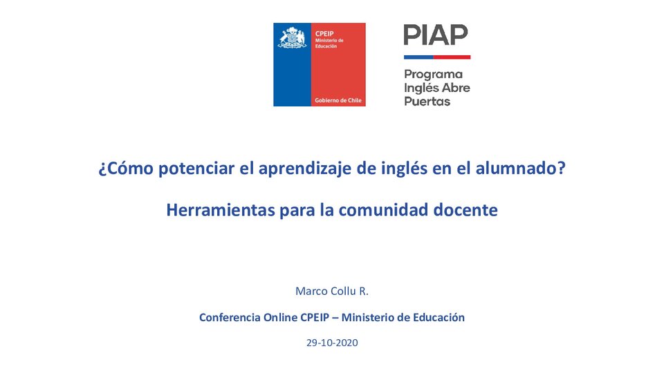 Webinar: CPEIP: ¿Cómo potenciar el aprendizaje de inglés en el alumnado ...